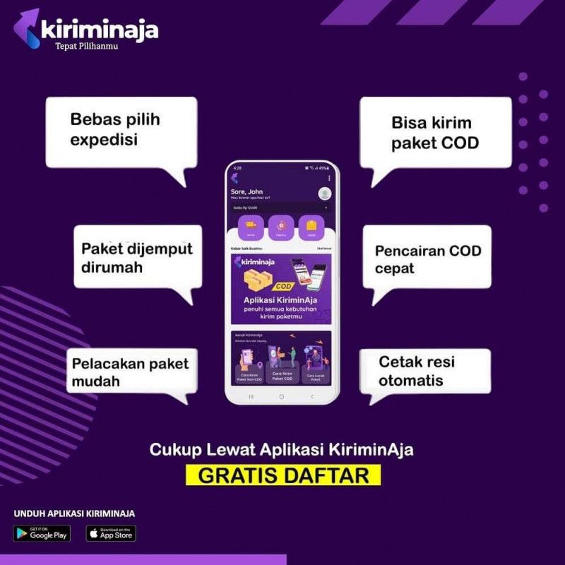 Aplikasi kiriminaja daftar GRATIS
